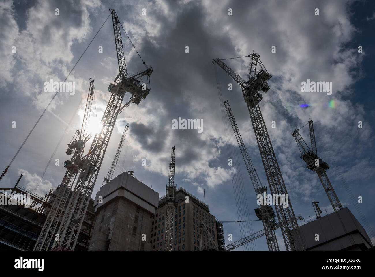 Cranes crowd round the Shell centre construction site Stock Photo - Alamy