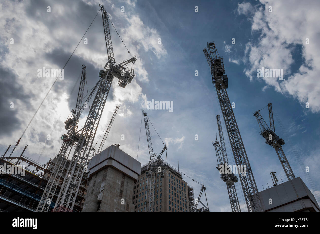 Cranes crowd round the Shell centre construction site Stock Photo - Alamy