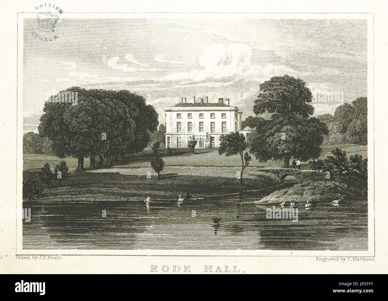 This page from Neale's 1824 work features an illustration of Rode Hall ...