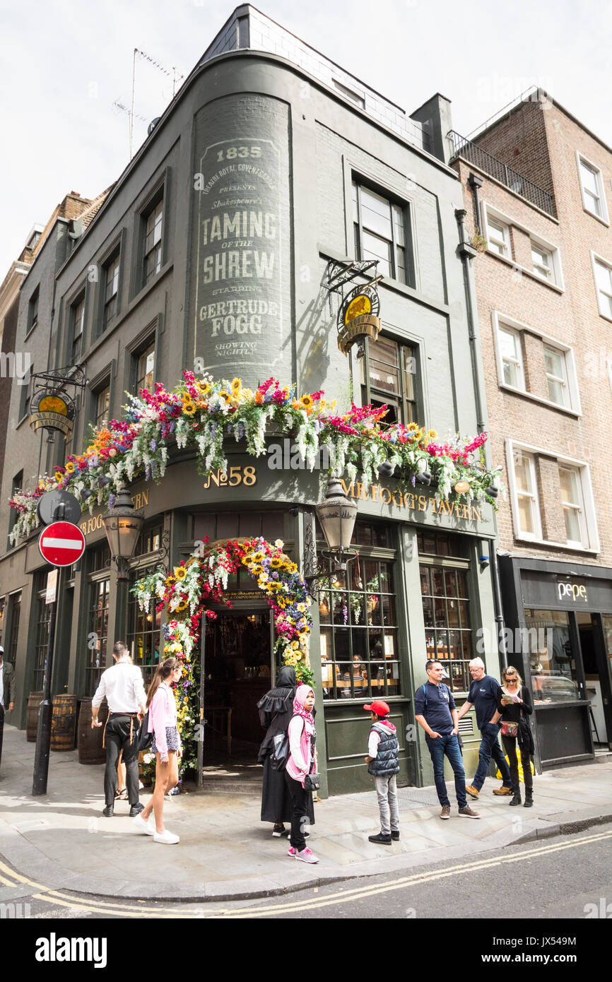 The floral exterior of the London Tavern of the British adventurer ...