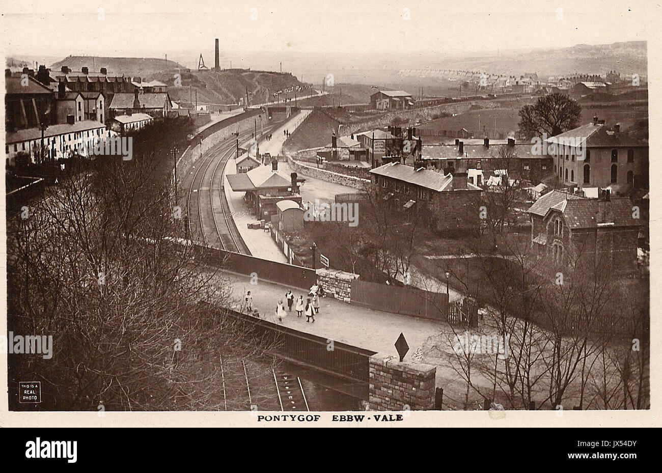 Ebbw Vale (Low Level) station (postcard Stock Photo - Alamy