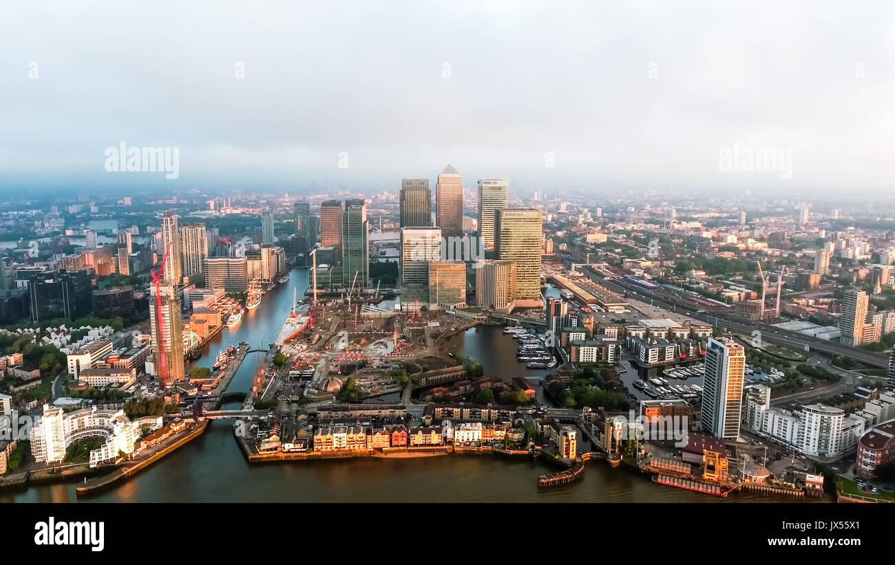 An aerial view of the canary wharf in london hi-res stock photography ...