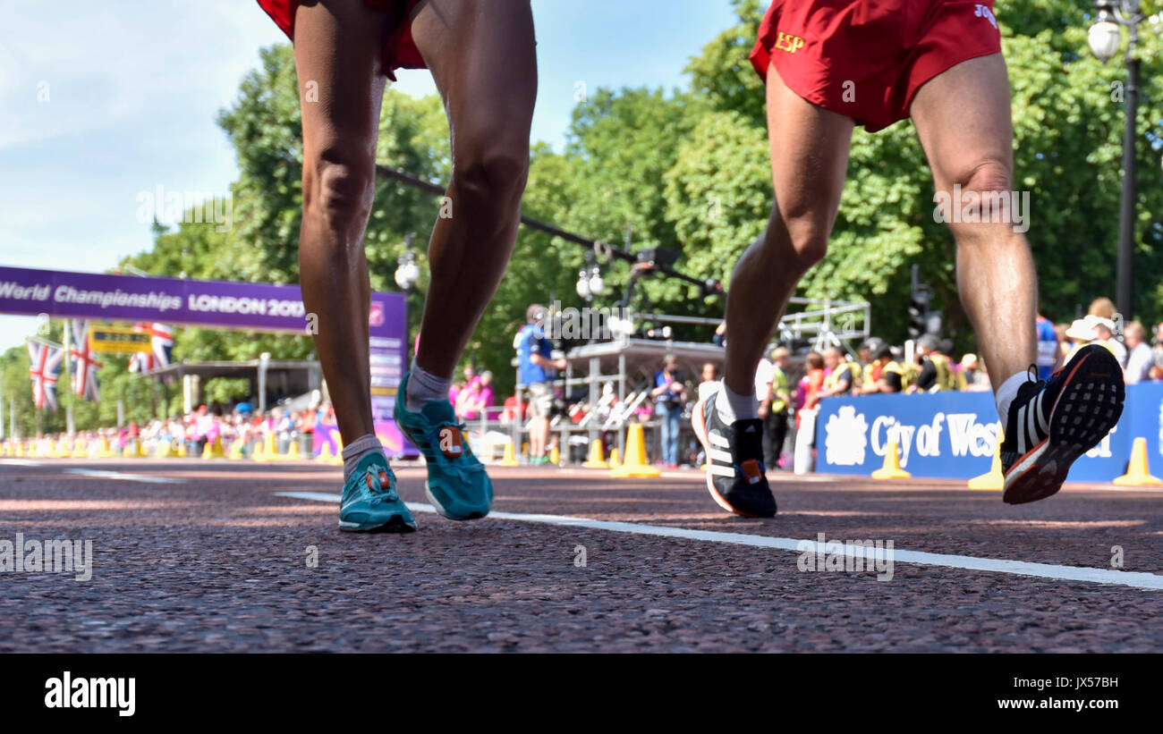 London, UK. 13 August 2017. Race walkers take part in the 50km mixed ...