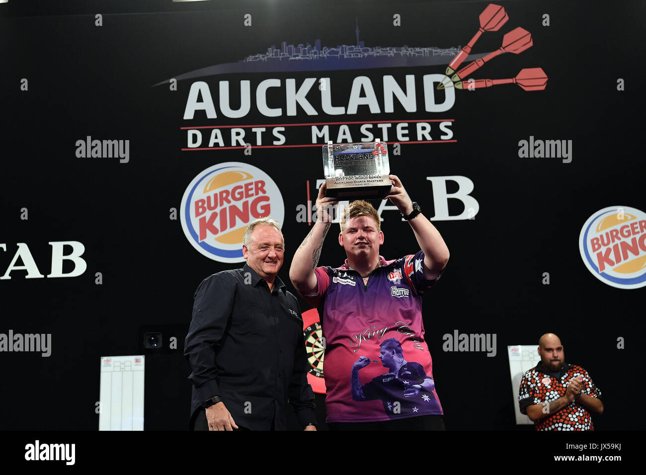 August 13th 2017, Auckland, New Zealand; Corey Cadby receiving the ...