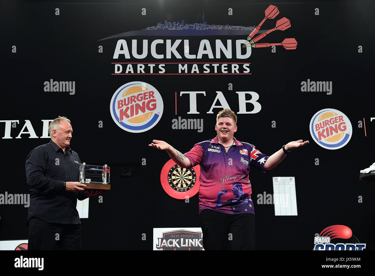 August 13th 2017, Auckland, New Zealand; Corey Cadby with the runner up ...