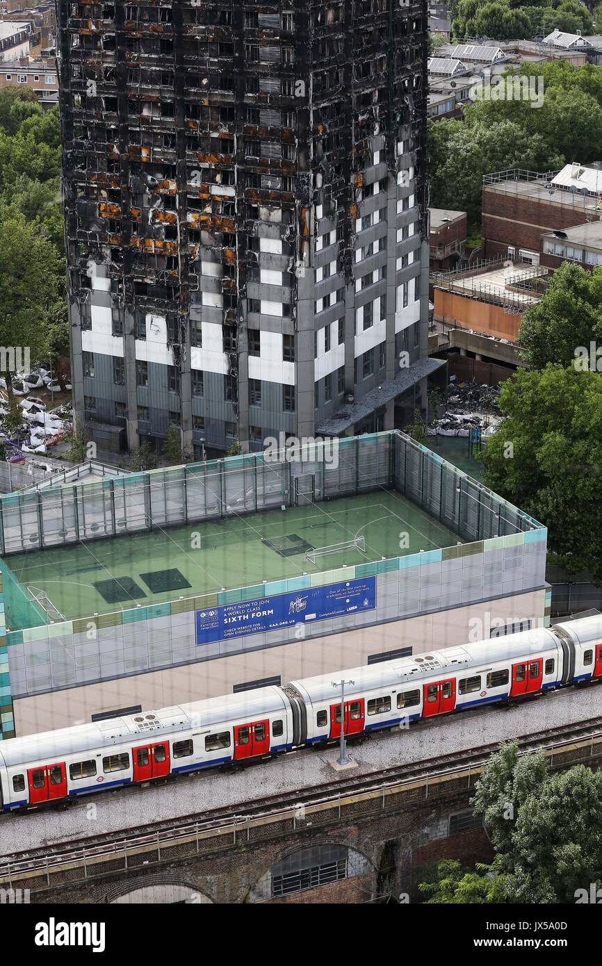 Grenfell Tower. West London. 14 Aug 2017 - View of Grenfell residential ...