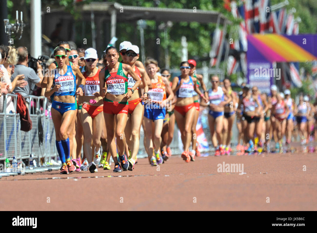 London, UK. 13 August 2017. Race walkers take part in the women's 20km ...