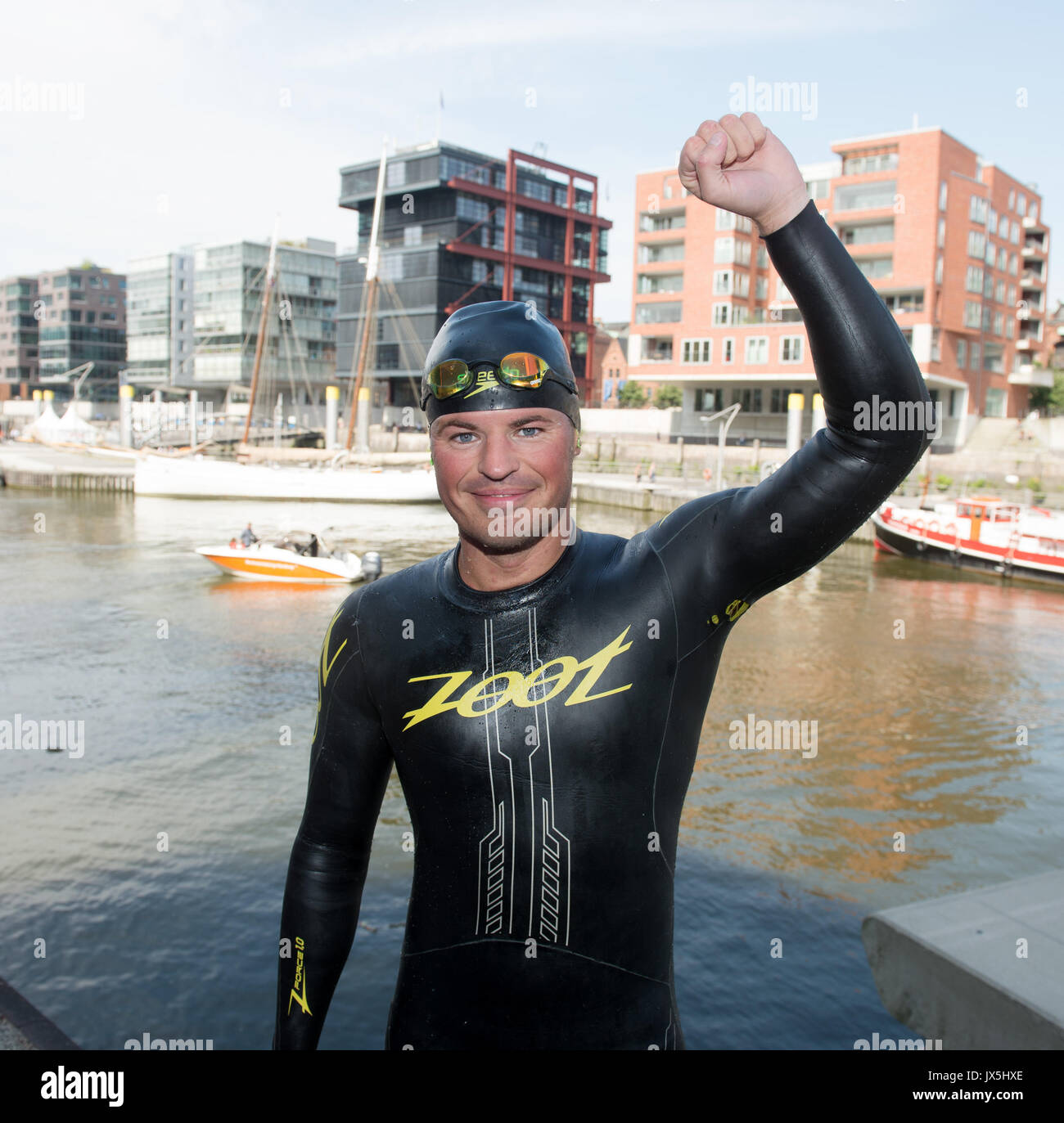 Hamburg, Germany. 15th Aug, 2017. Long-distance swimmer Joseph Hess ...