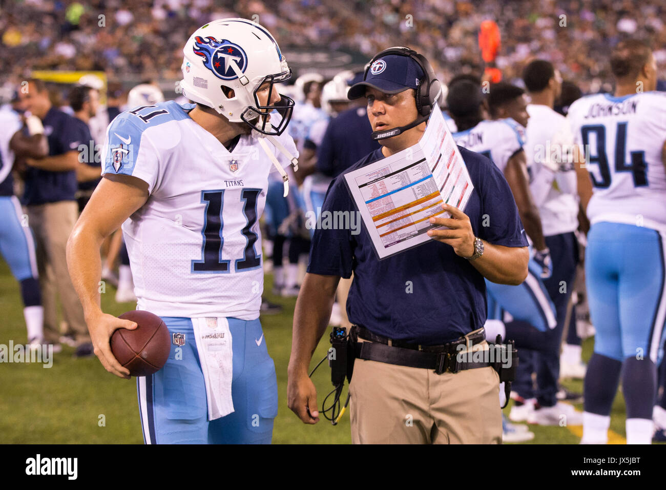 August 12, 2017, Tennessee Titans quarterback Alex Tanney (11) talks ...