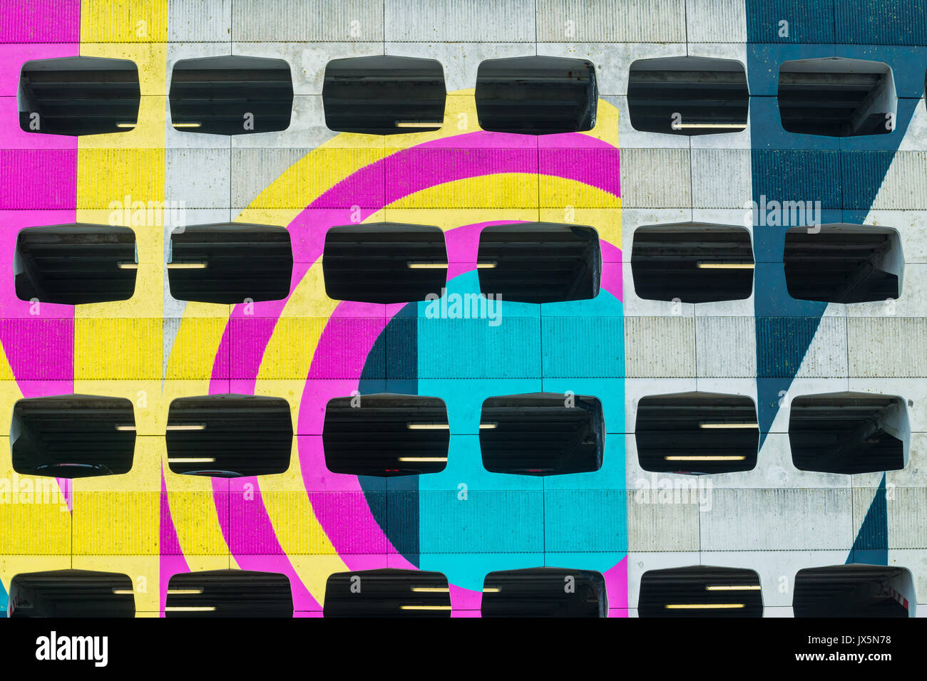 Fishy car park design on the wall at Worthing Stock Photo - Alamy