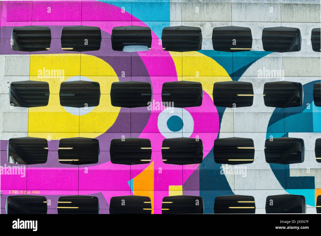 Fishy car park design on the wall at Worthing Stock Photo - Alamy