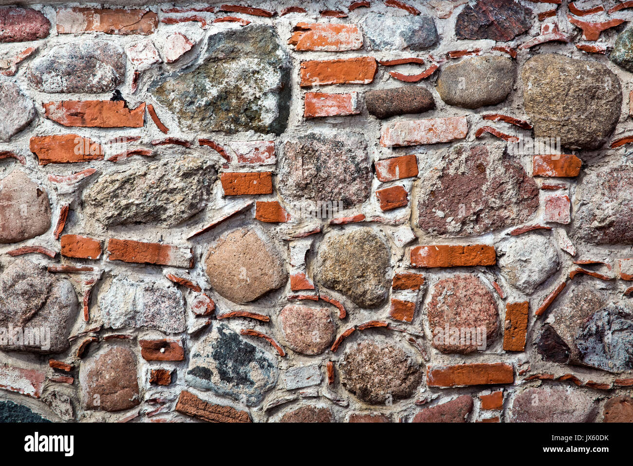 Red bricks and big stones background, decorated blocks texture, wall ...