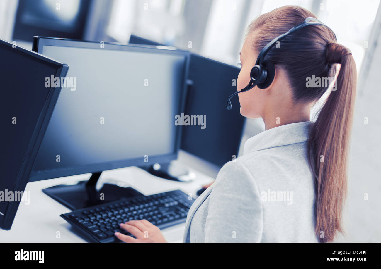 female helpline operator Stock Photo - Alamy