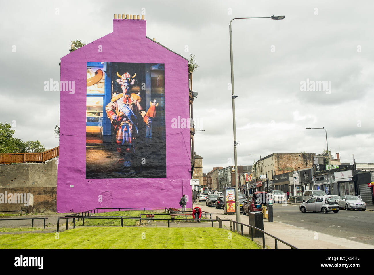 Mural depicting Billy Connolly, a digital print by Rachel Maclean in ...