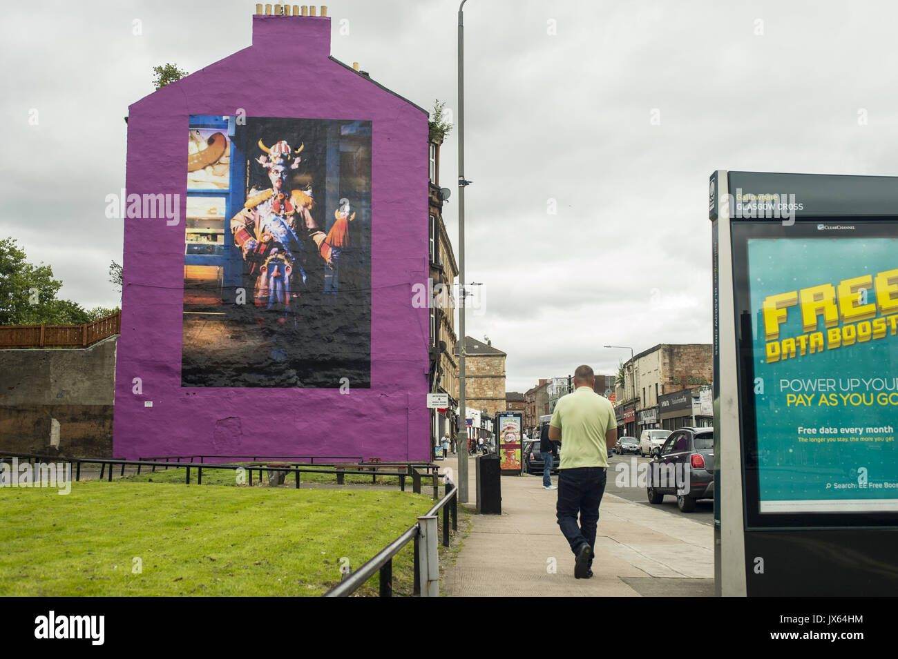 Mural depicting Billy Connolly, a digital print by Rachel Maclean in ...