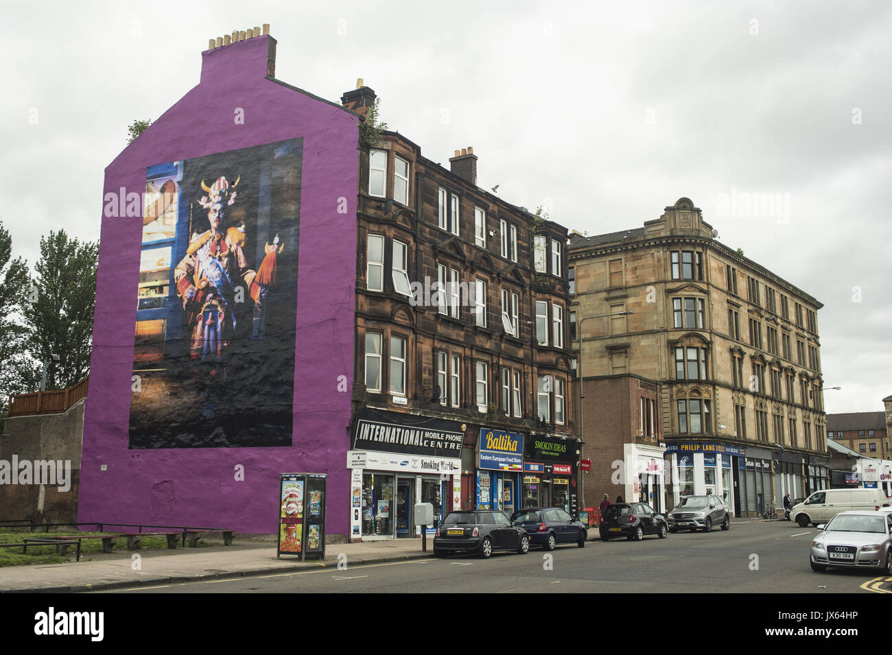 Mural depicting Billy Connolly, a digital print by Rachel Maclean in ...