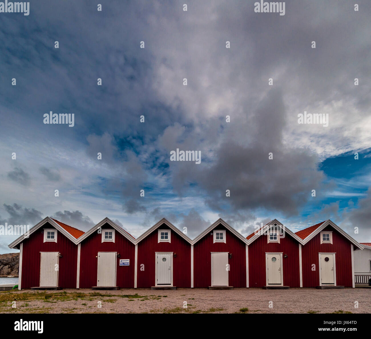 bohuslan houses in sweding standing in a row Stock Photo - Alamy