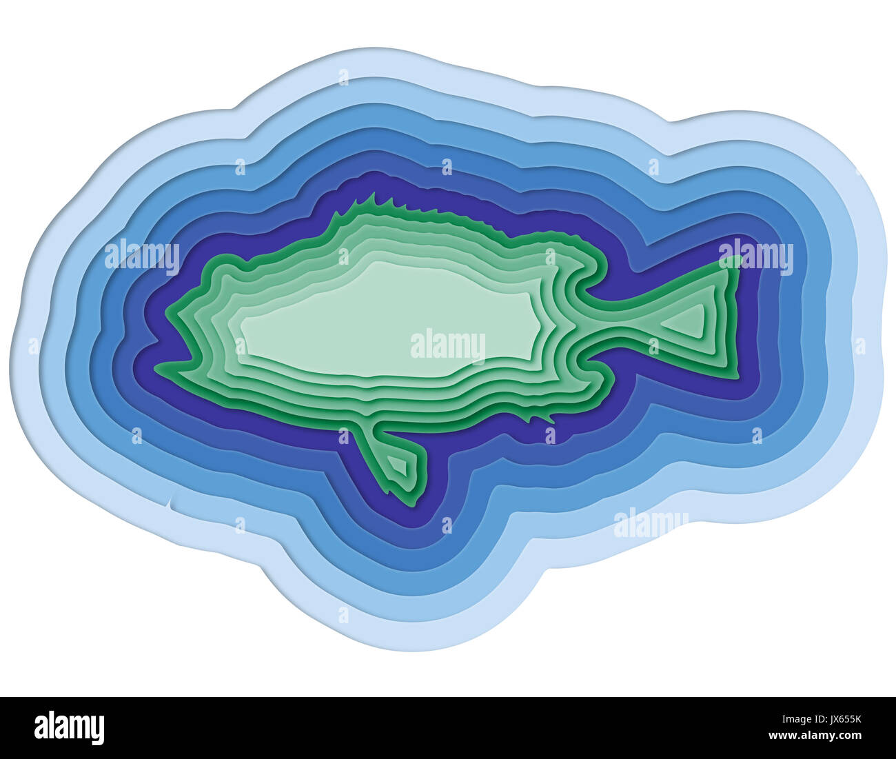 illustration of a layered fish in the sea Stock Photo - Alamy