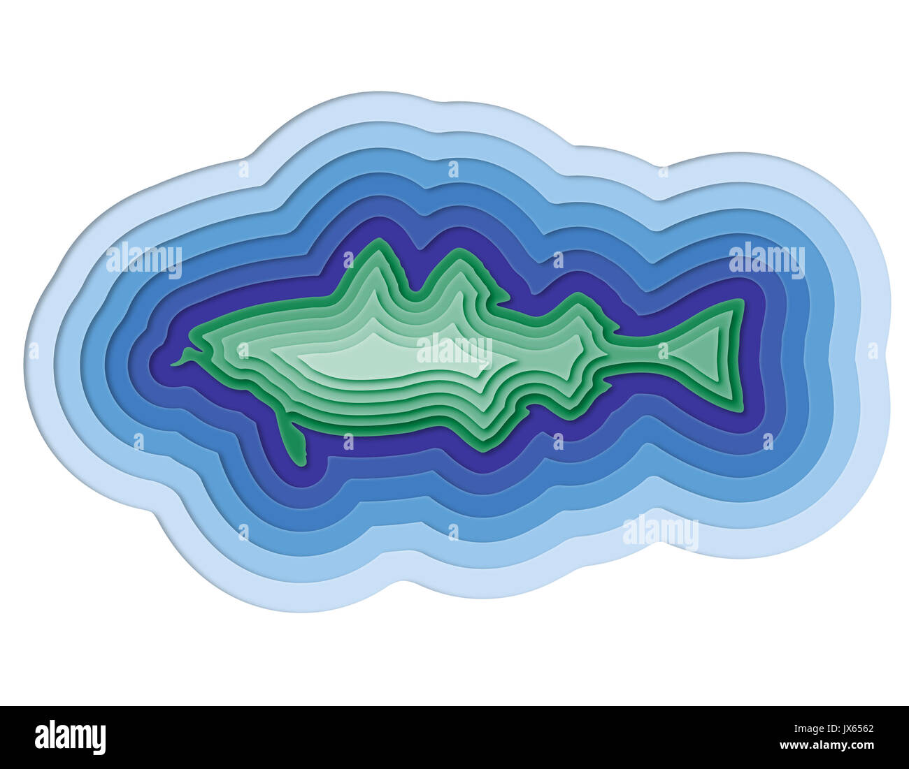 illustration of a layered fish in the sea Stock Photo - Alamy