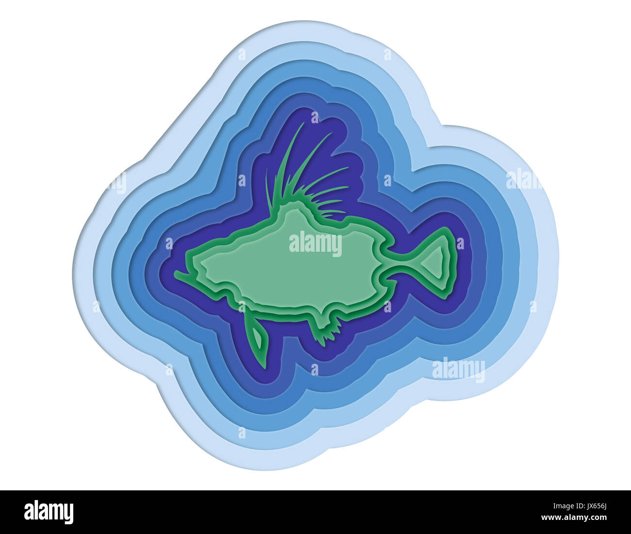 illustration of a layered fish in the sea Stock Photo - Alamy