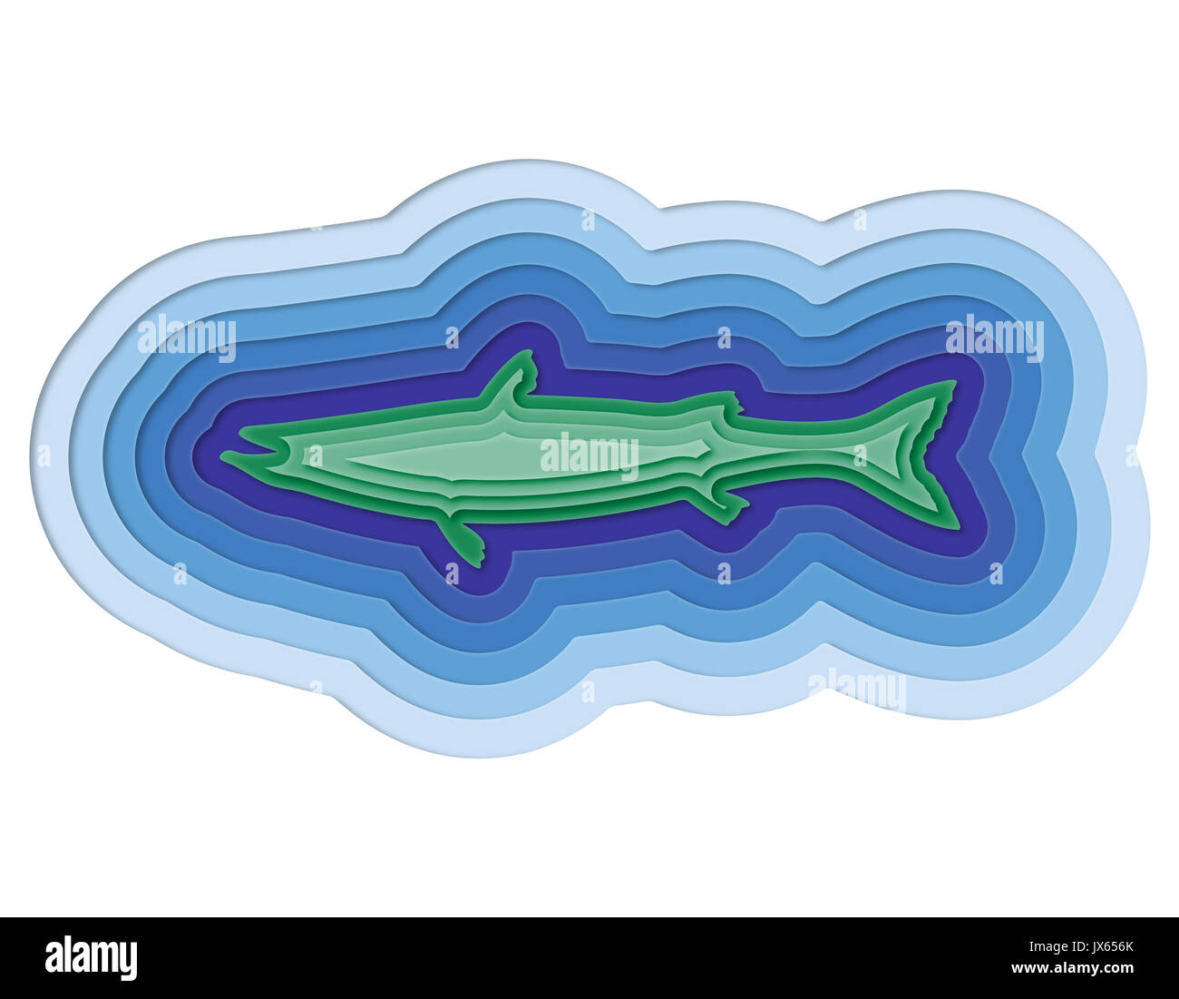 illustration of a layered fish in the sea Stock Photo - Alamy
