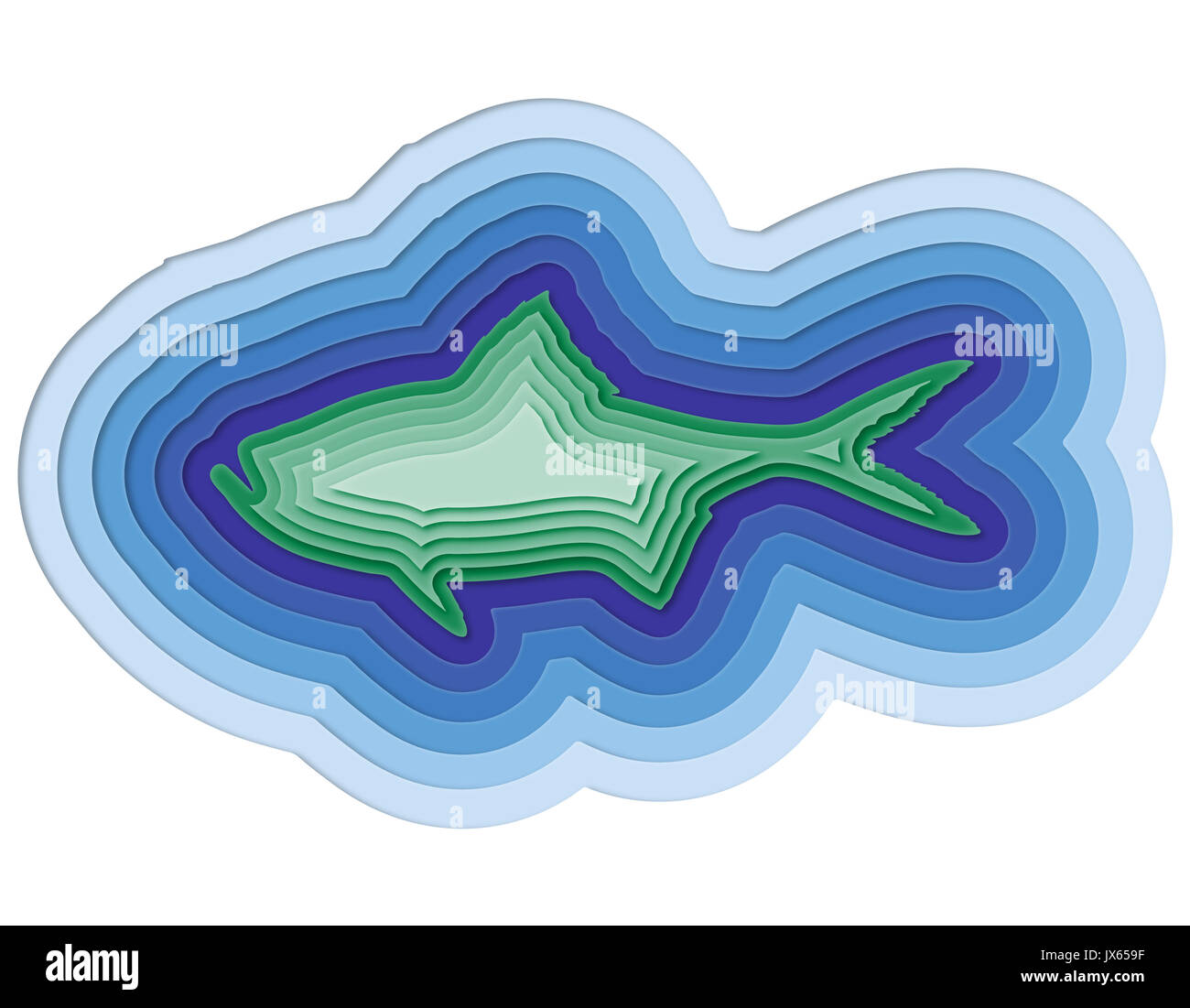 illustration of a layered fish in the sea Stock Photo - Alamy