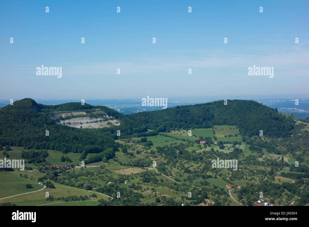 This is the view from the viewpoint of the castle Burg Hohenneuffen on ...