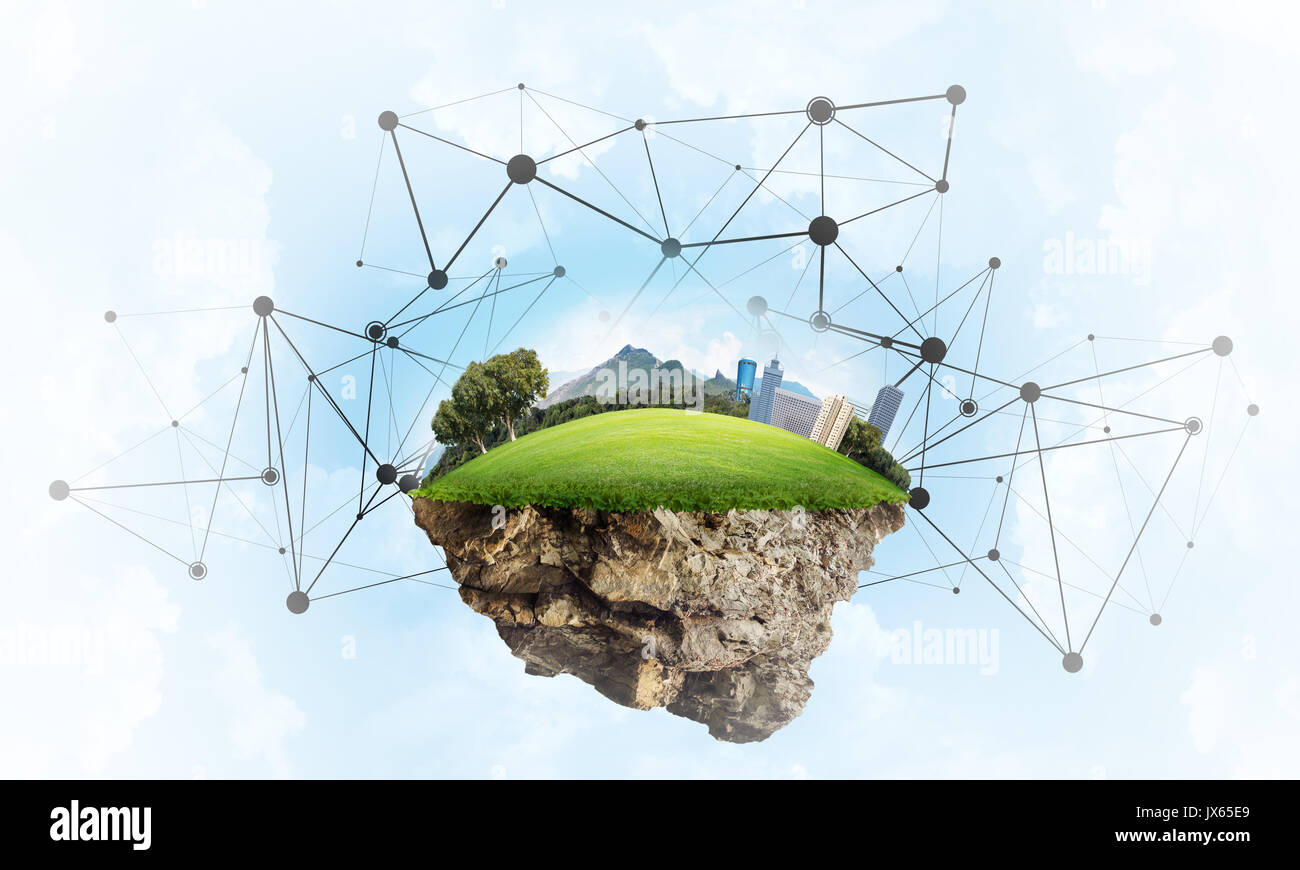 Concept of modern networking technologies and eco green construction ...