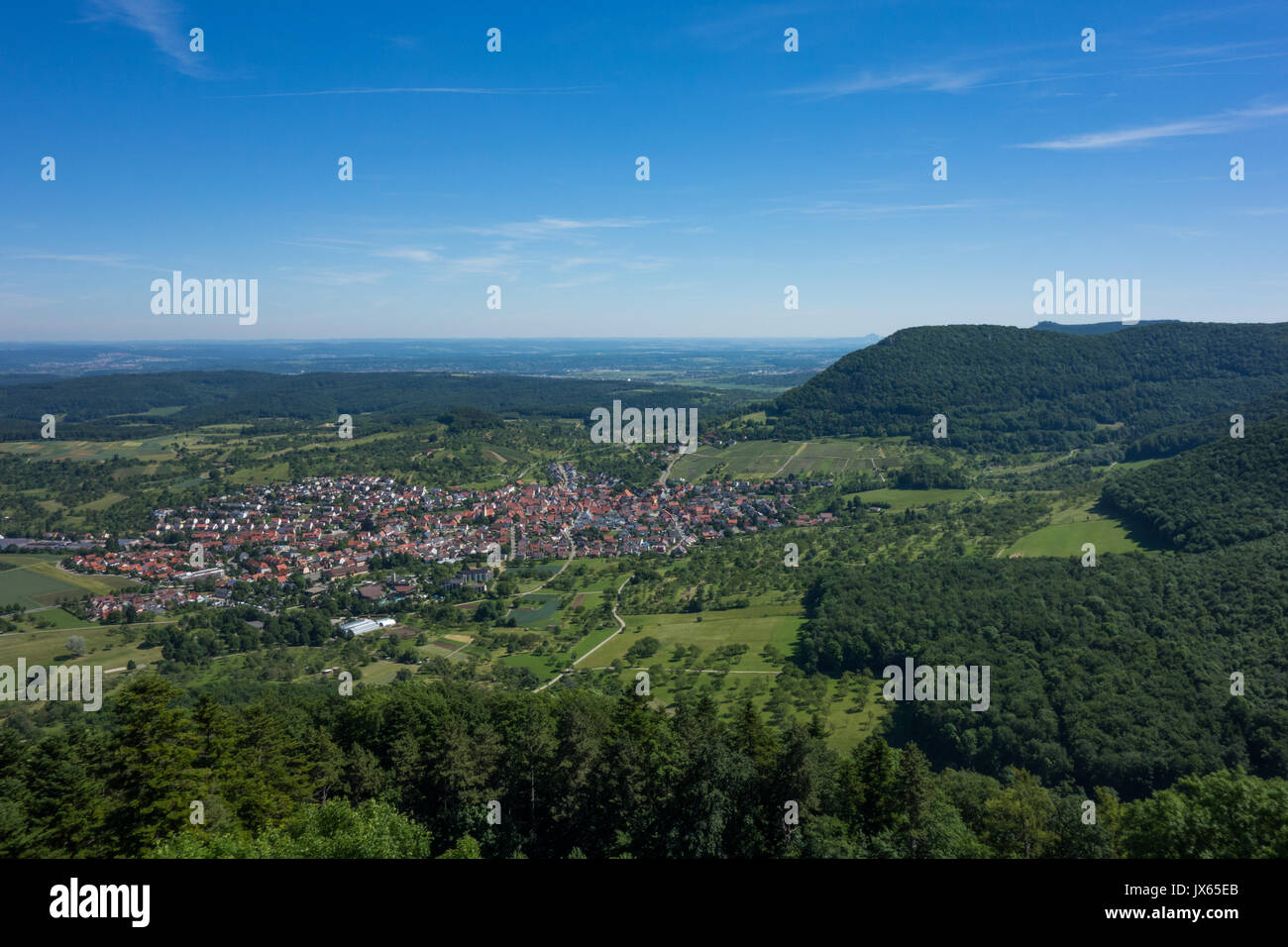 This is the view from the viewpoint of the castle Burg Hohenneuffen on ...