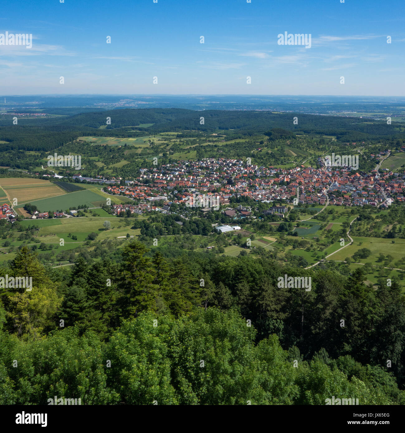 This is the view from the viewpoint of the castle Burg Hohenneuffen on ...