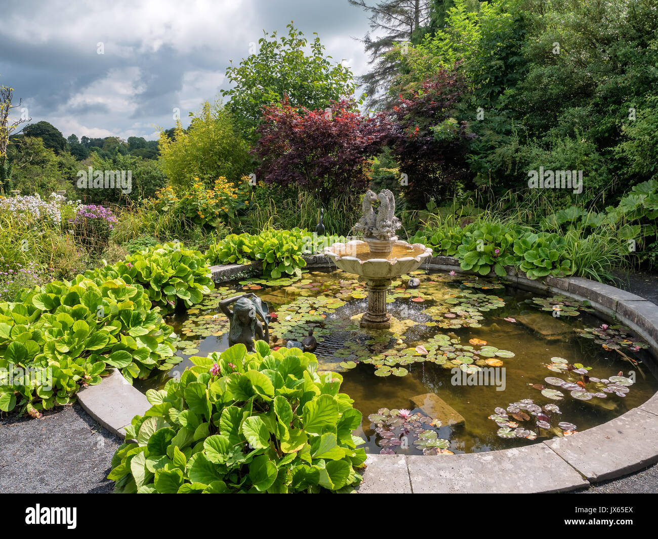 Belvedere house pond and fountain in Ireland Stock Photo - Alamy