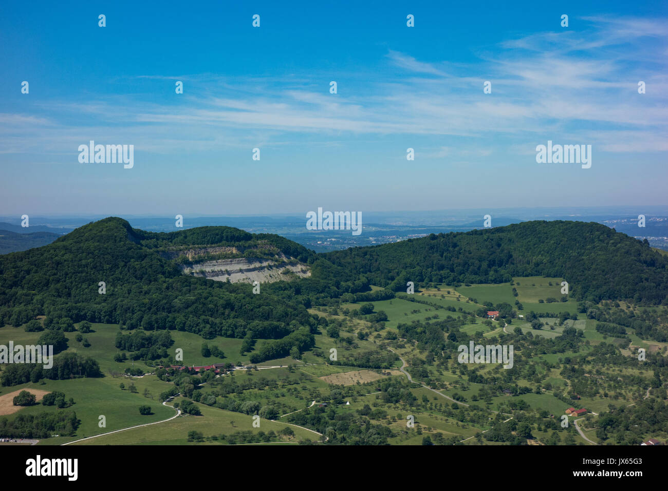 This is the view from the viewpoint of the castle Burg Hohenneuffen on ...