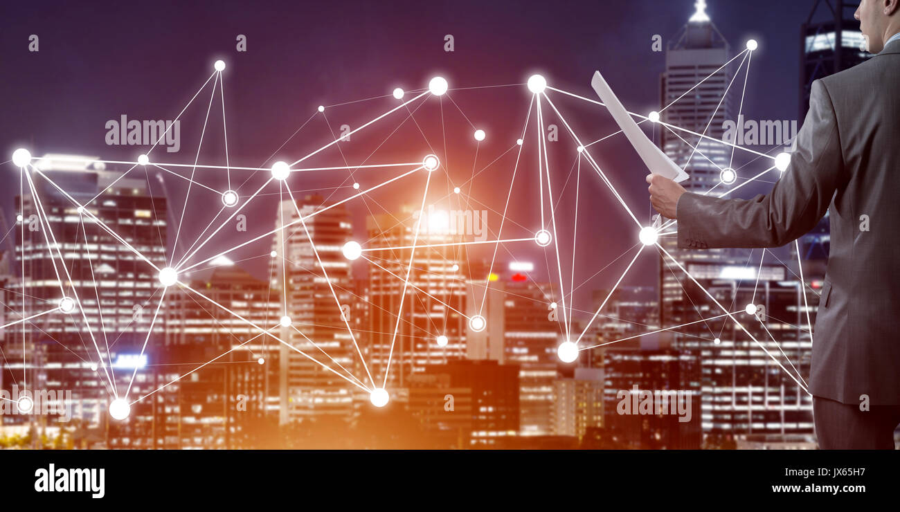 Concept of modern business networking that connect and cooperate people ...