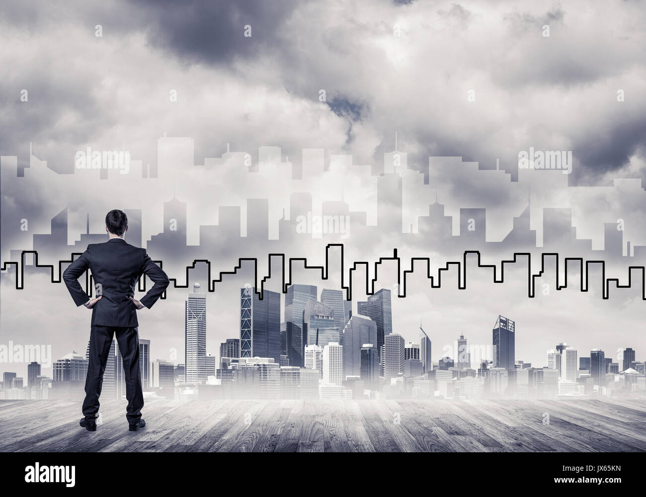 Motivation and inspiration concept with modern cityscape and bus Stock ...