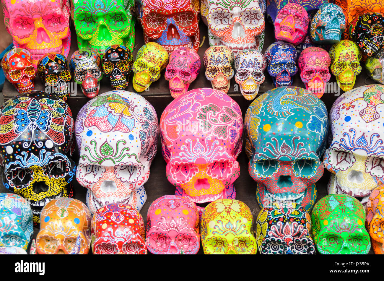 Decorative skulls for sale at the Ubud Market, Bali, Indonesia Stock ...