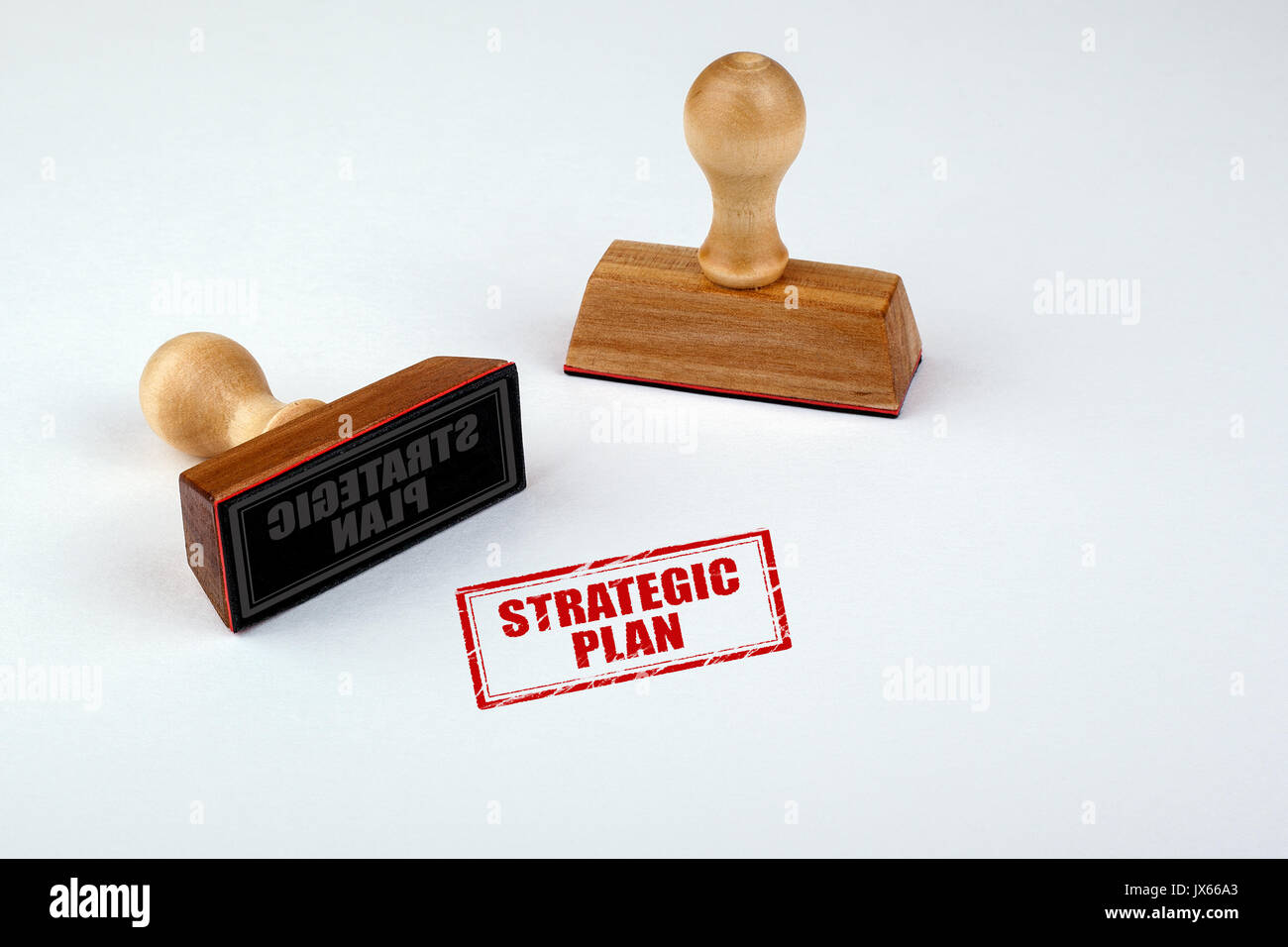 Strategic Plan. Rubber Stamper with Wooden handle Isolated on White ...