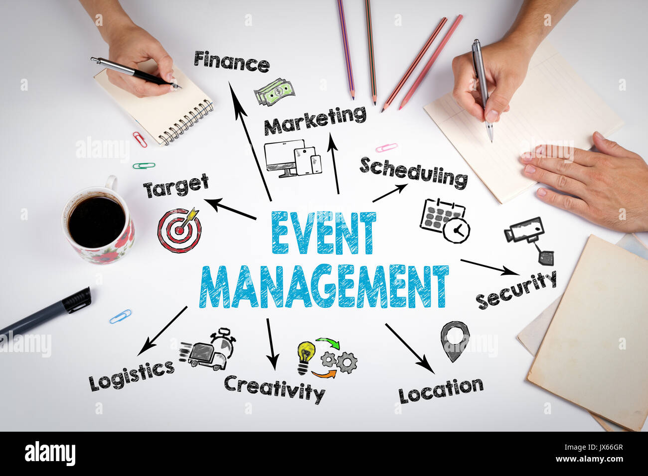 Event management Concept. The meeting at the white office table Stock ...
