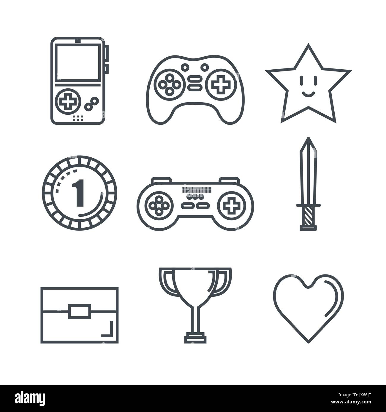 set video game entertaining items symbols vector illustration Stock ...