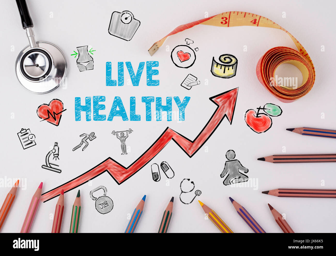 Live healthy concept. Healty lifestyle background. Stethoscope on a ...