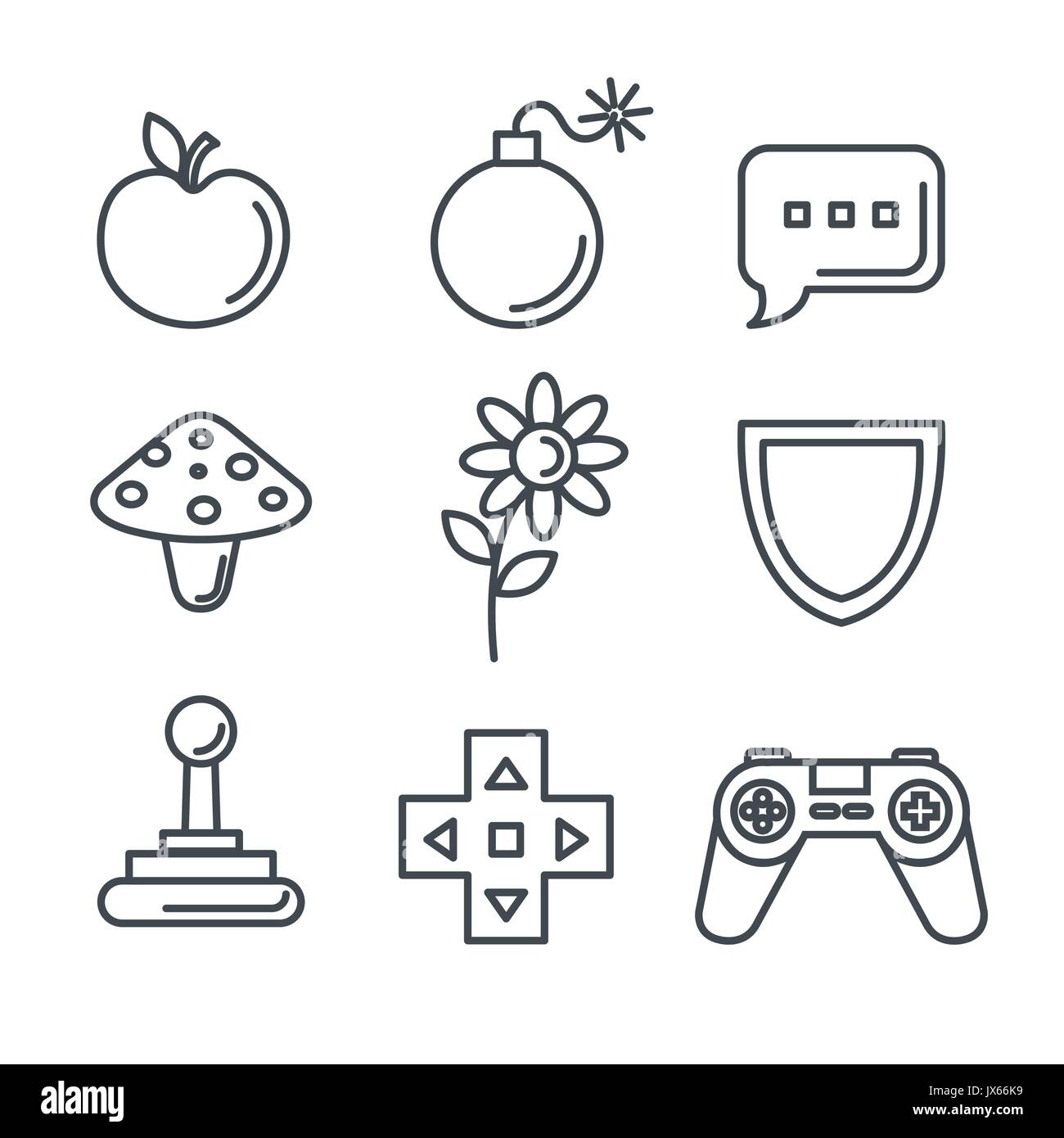 set video game entertaining items symbols vector illustration Stock ...