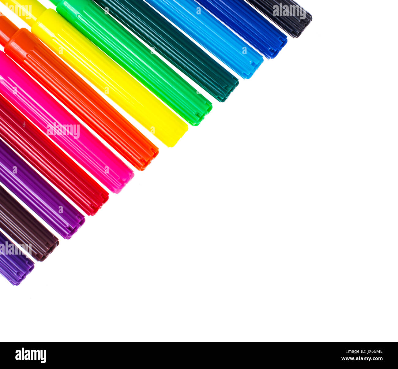 Multicolored markers on white. Studio Photo Stock Photo - Alamy