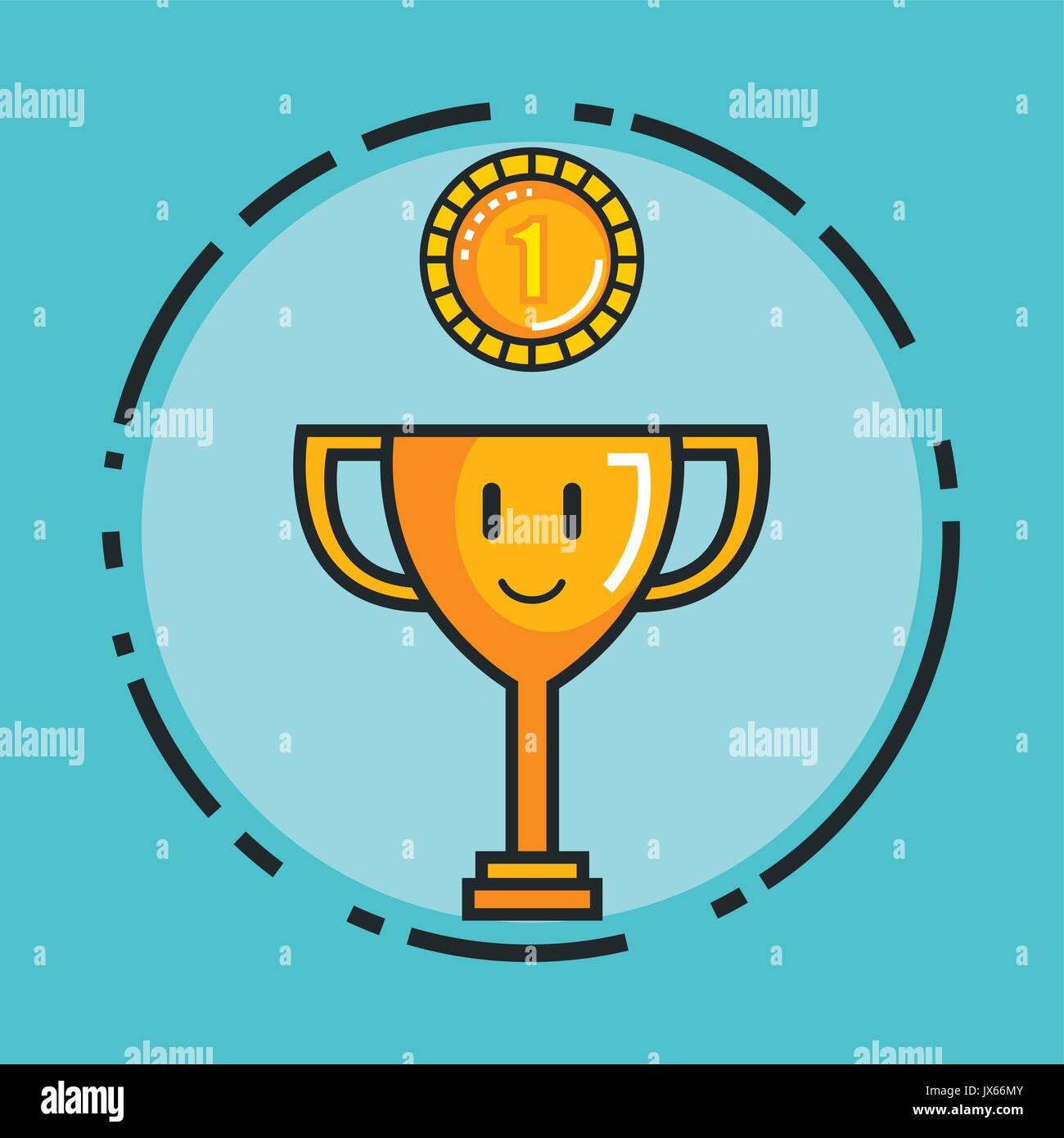 trophy gold coin video game play award vector illustration Stock Vector ...