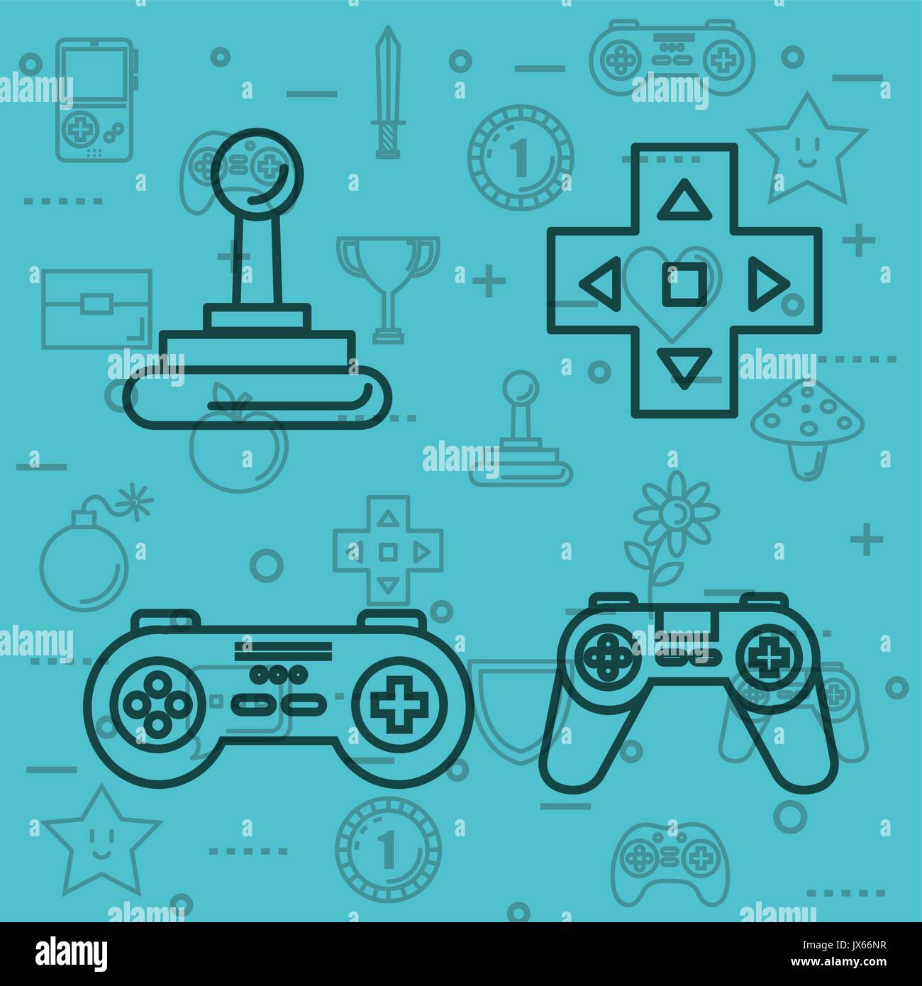 set video game entertaining items symbols vector illustration Stock ...