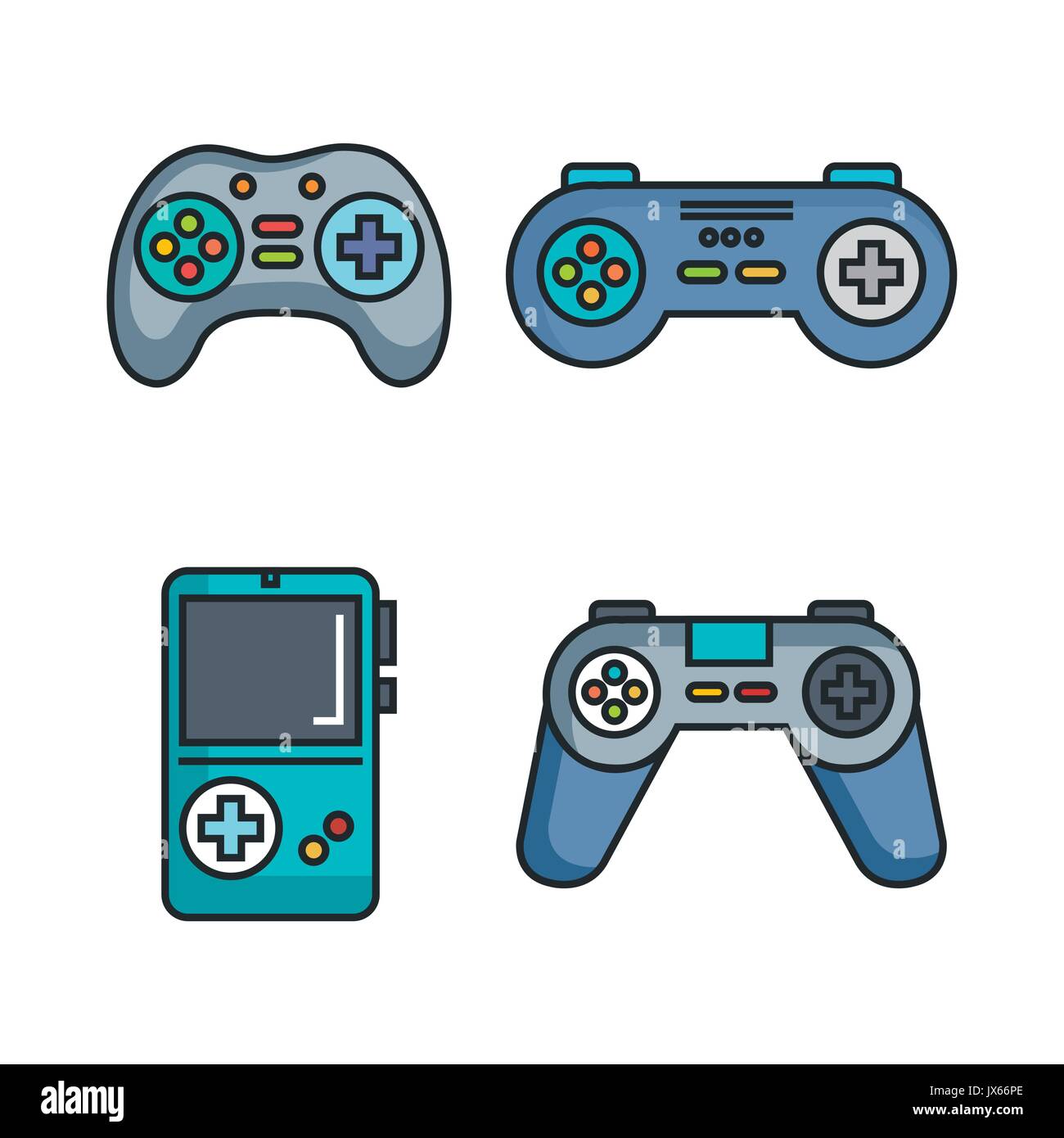 set video game entertaining items symbols vector illustration Stock ...
