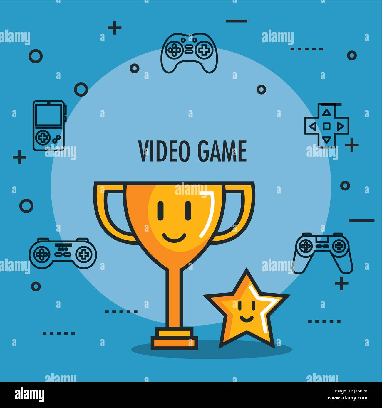 video game trophy and star award button icons vector illustration Stock ...