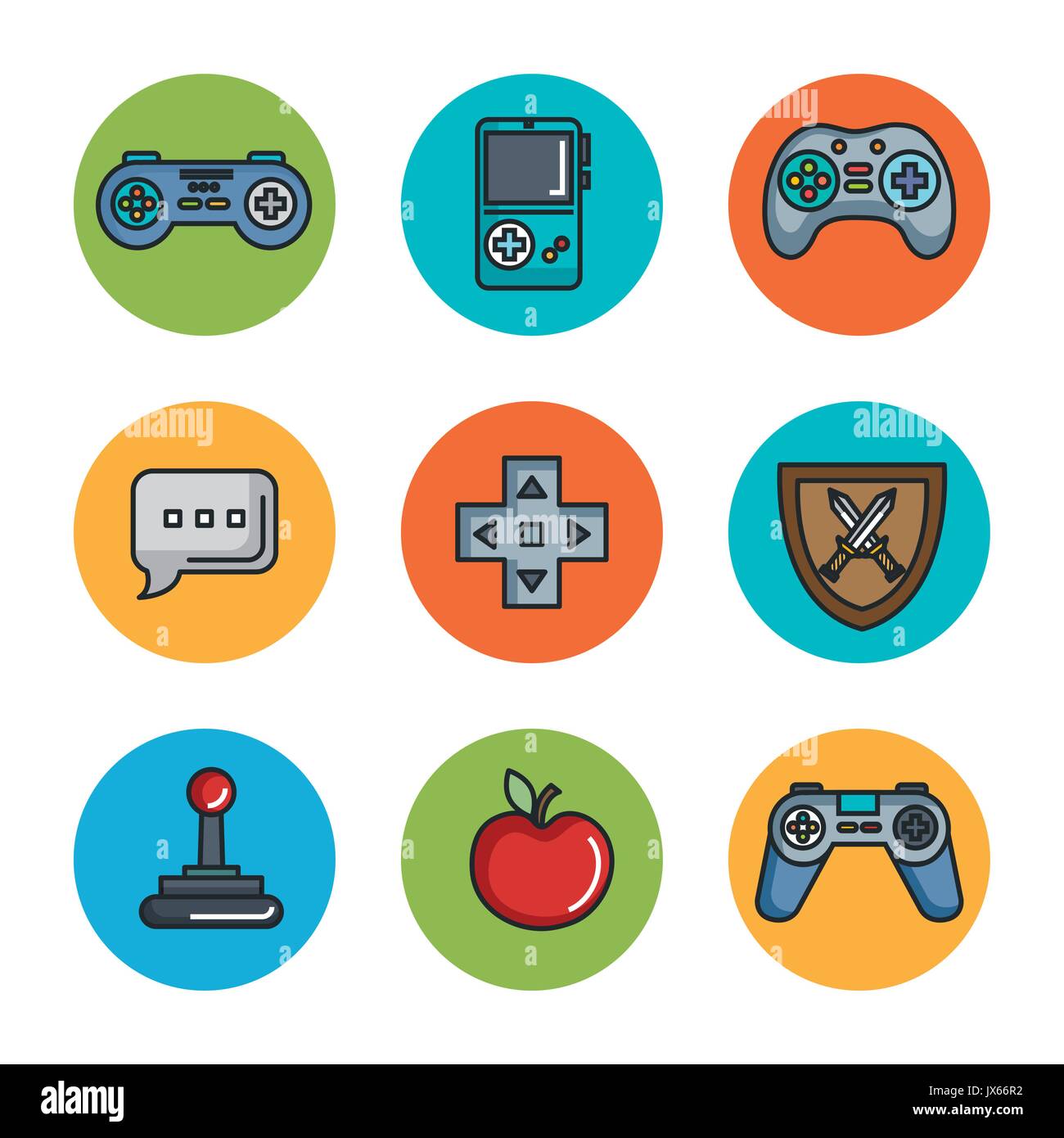 set video game entertaining items symbols vector illustration Stock ...