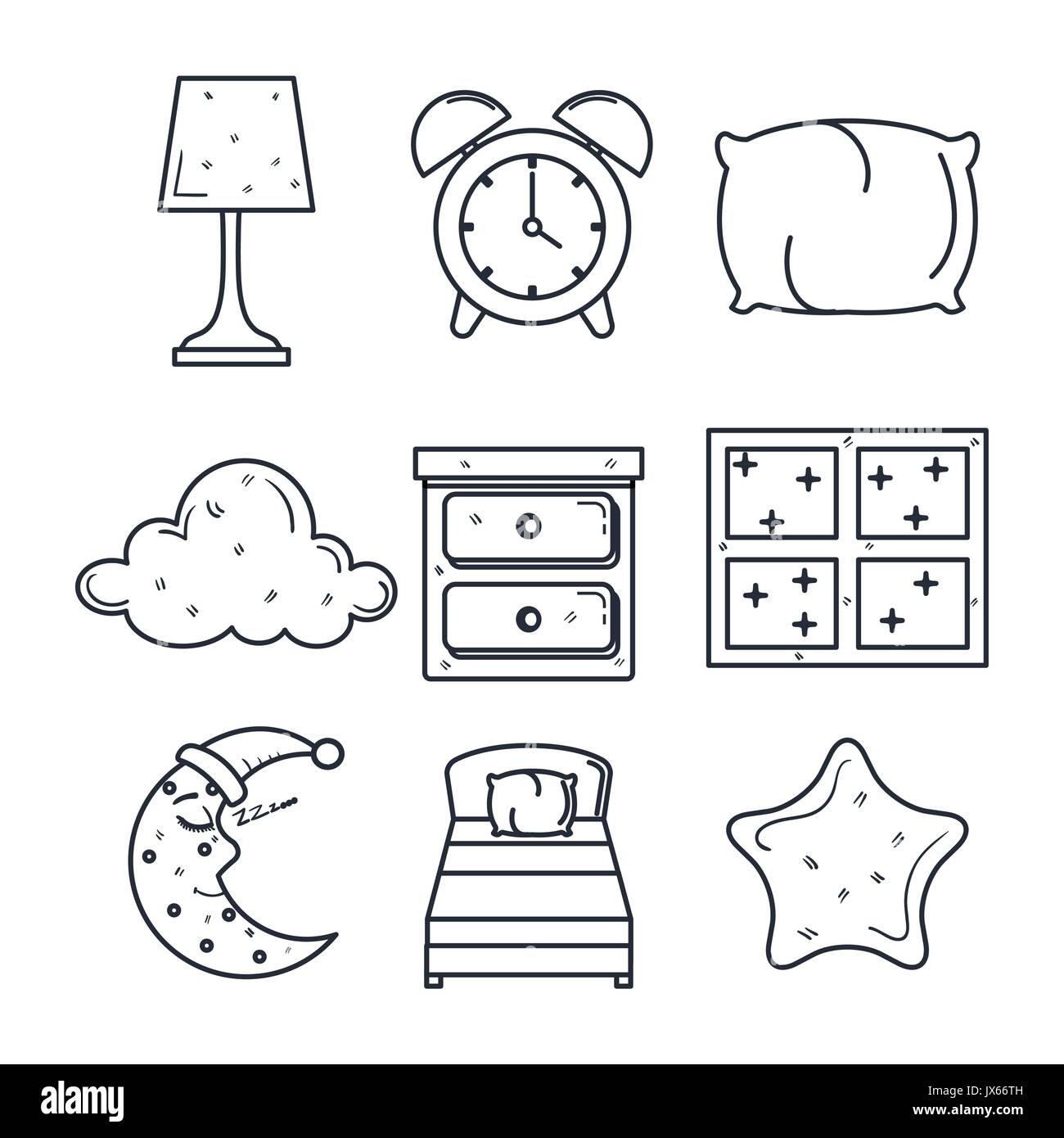 Set elements sleep rest Cut Out Stock Images & Pictures - Alamy