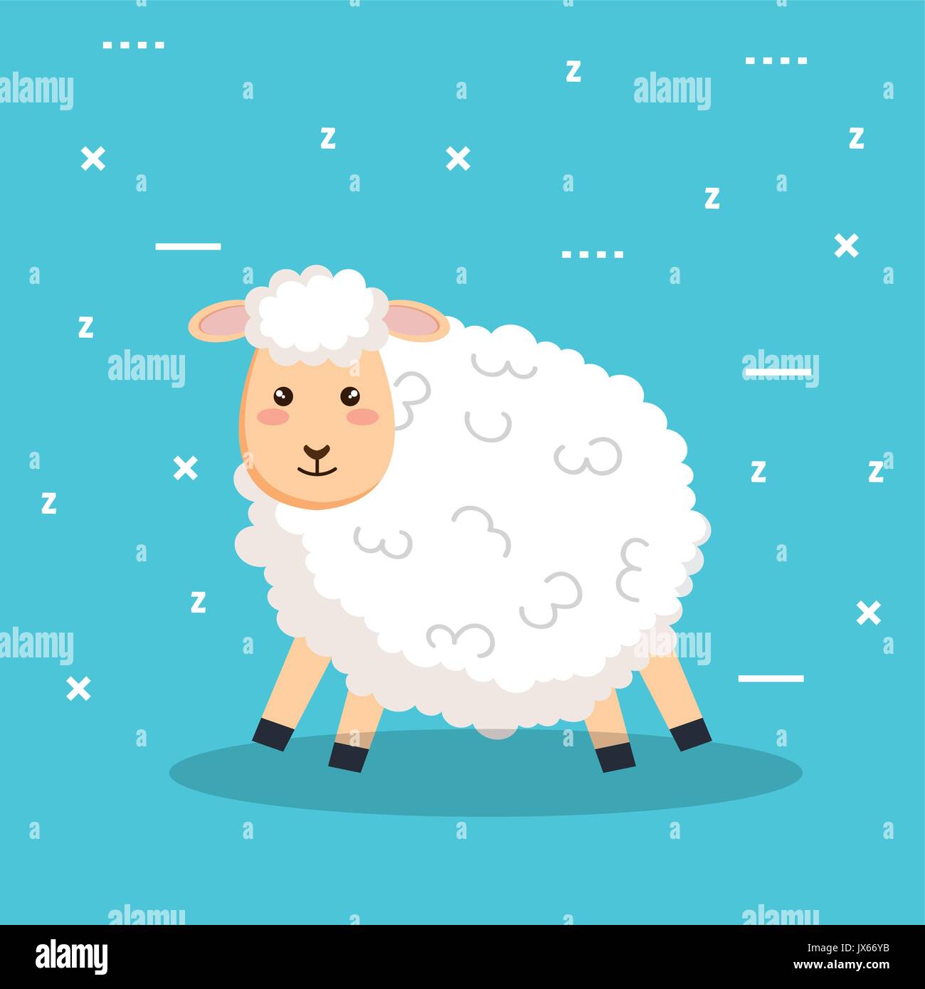 good night sleep cartoon sheep animals vector illustration Stock Vector ...