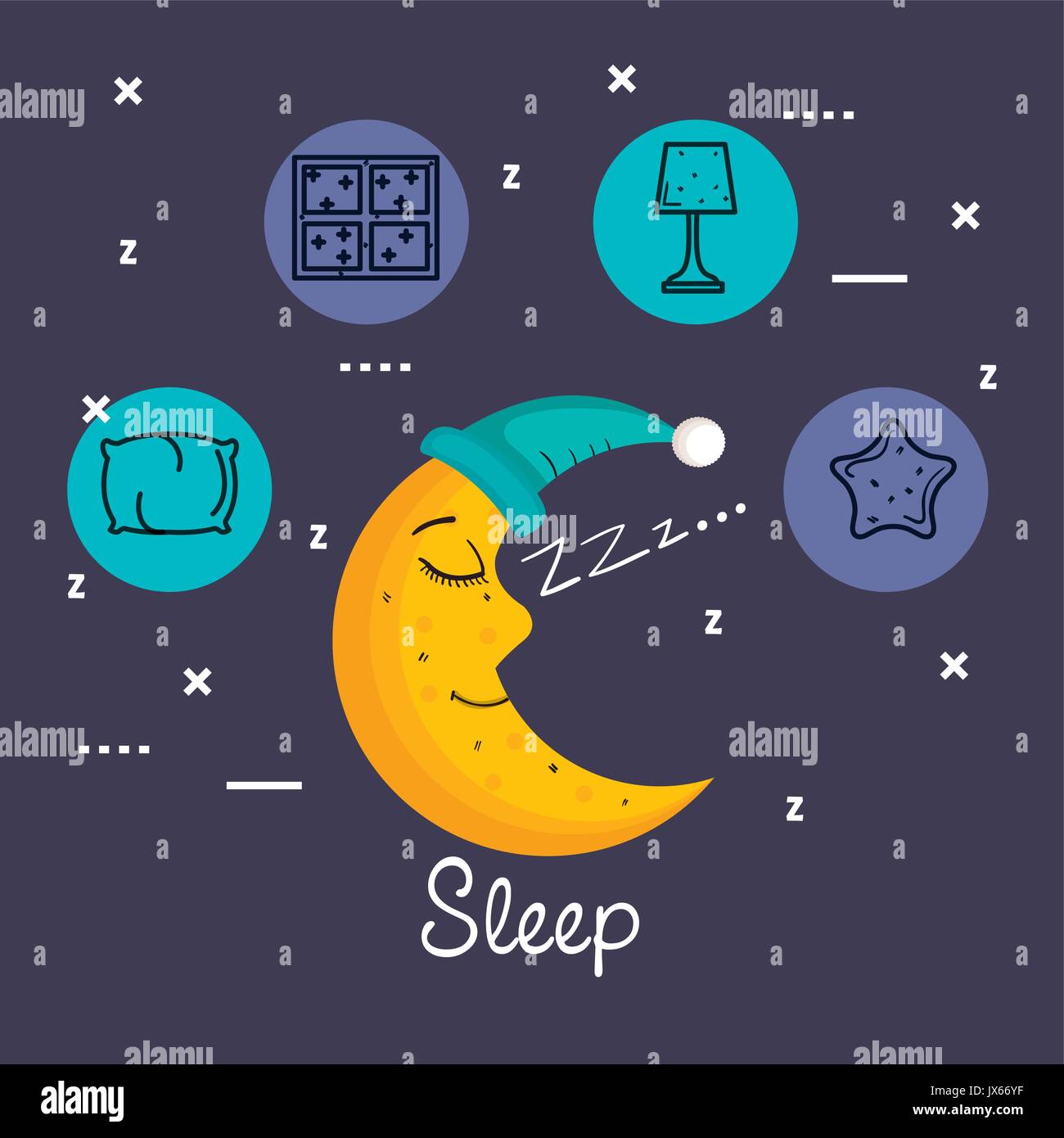 sleeping moon in nightcap isolated on blue background vector ...
