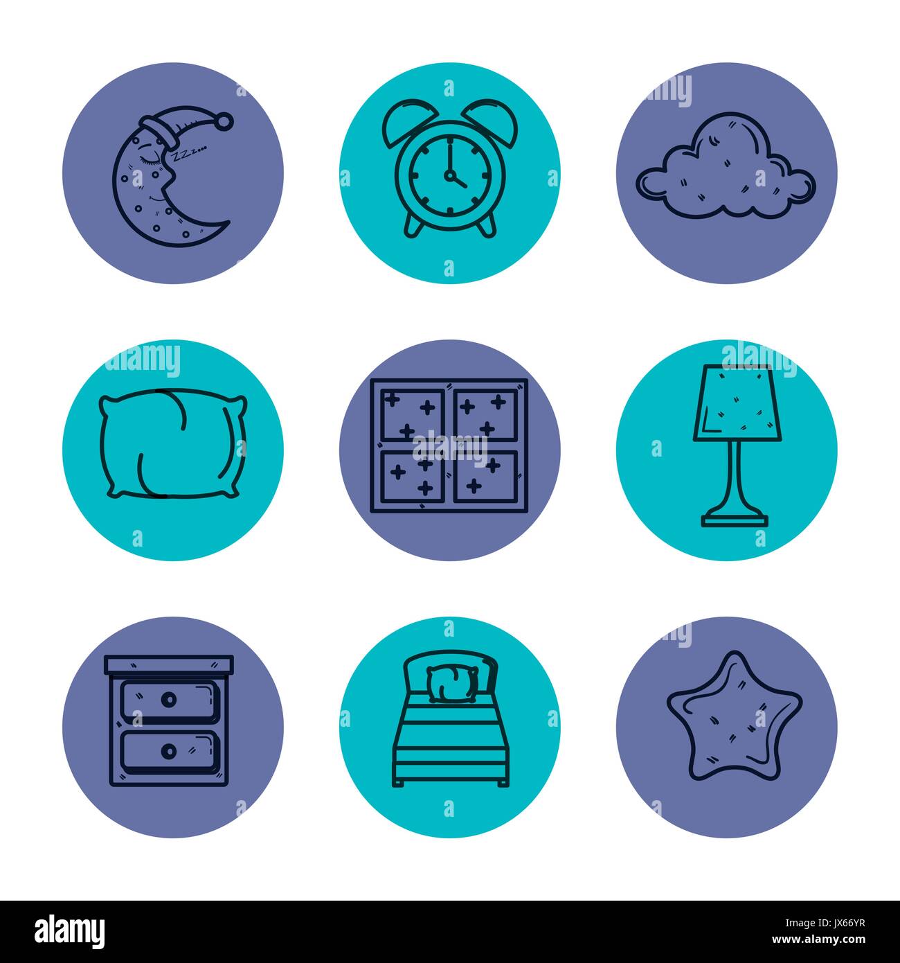 sleep time icons flat set with vector illustration Stock Vector Image ...